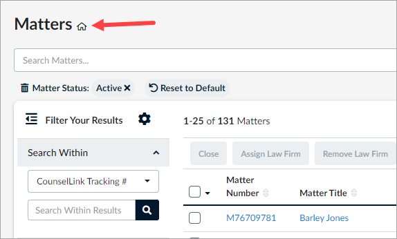 Managing Views – CounselLink Clients