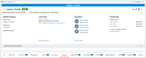 Creating and Managing Matters – CounselLink Clients