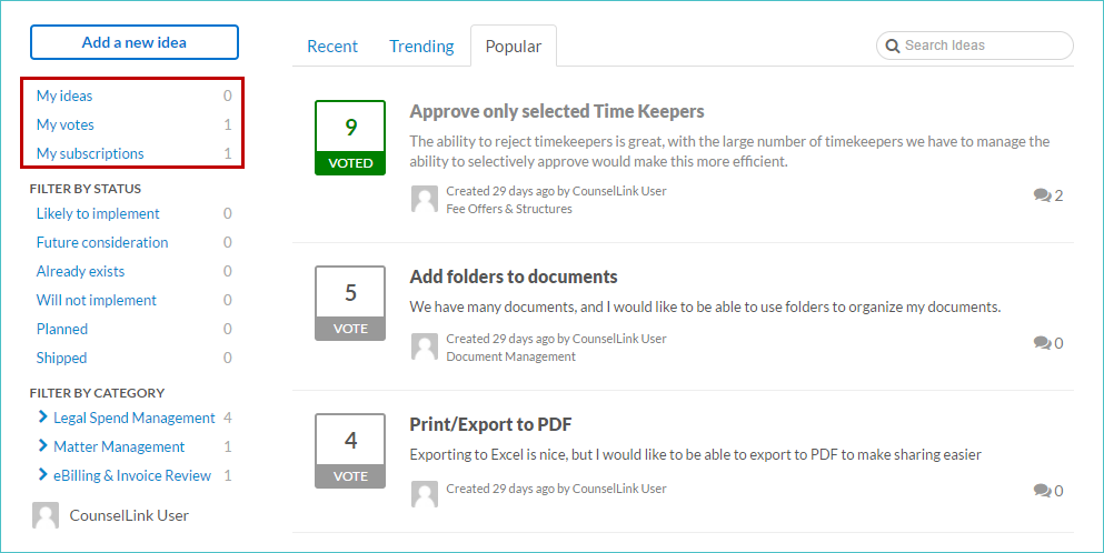 Idea Board – CounselLink Clients