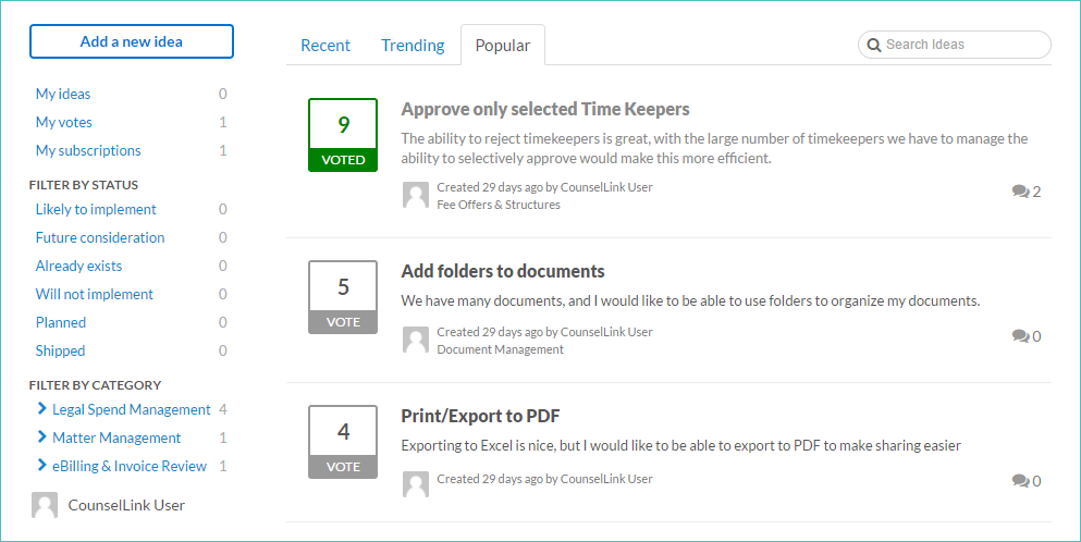 Idea Board – CounselLink Clients