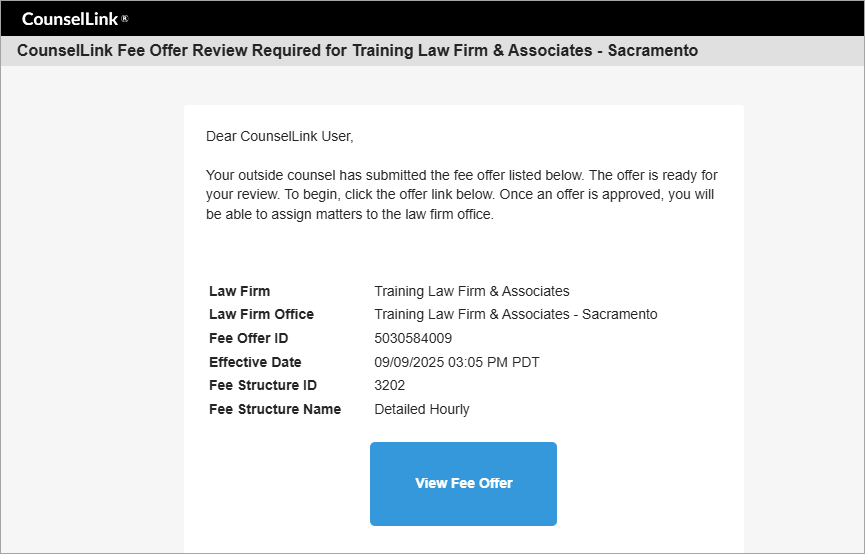 Reviewing and Managing Fee Offers – CounselLink Clients